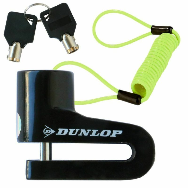 Dunlop Motorbike Disc Brake Lock with Reminder cable Silver or Black ...